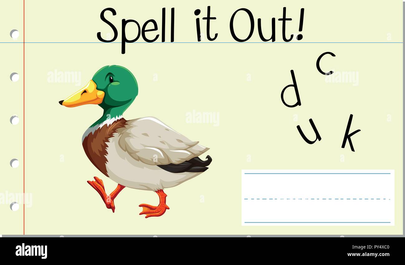 Spell English word duck illustration Stock Vector Image & Art - Alamy