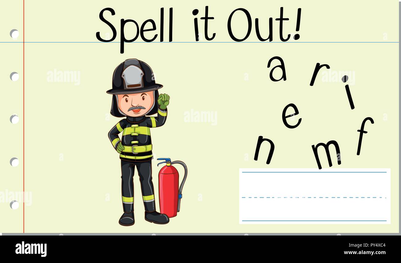 Spell English word fireman illustration Stock Vector Image & Art - Alamy