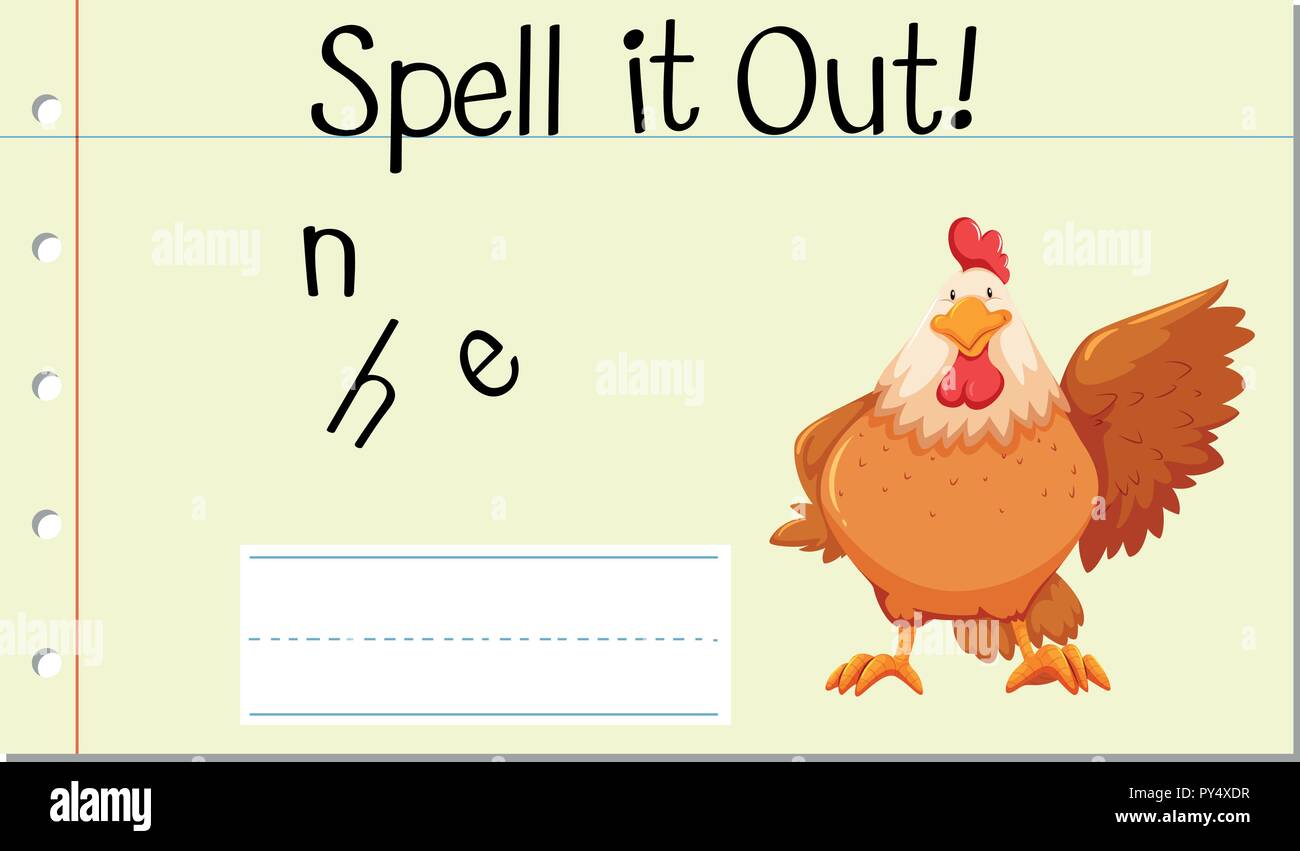 Spell English word hen illustration Stock Vector Image & Art - Alamy