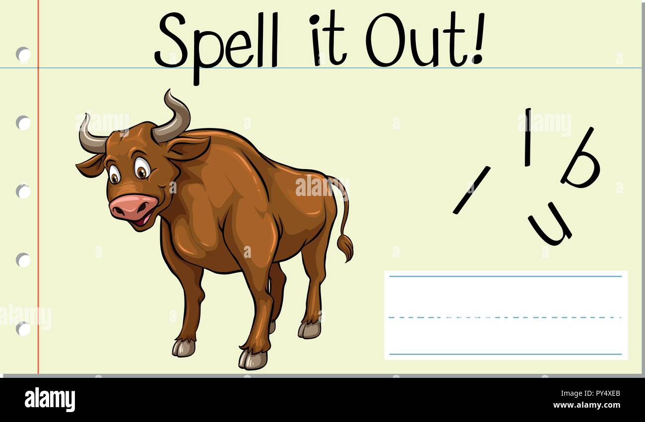 Spell English word bull illustration Stock Vector Image & Art - Alamy
