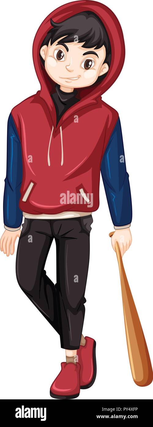 Boy teenager with a bat illustration Stock Vector Image & Art - Alamy