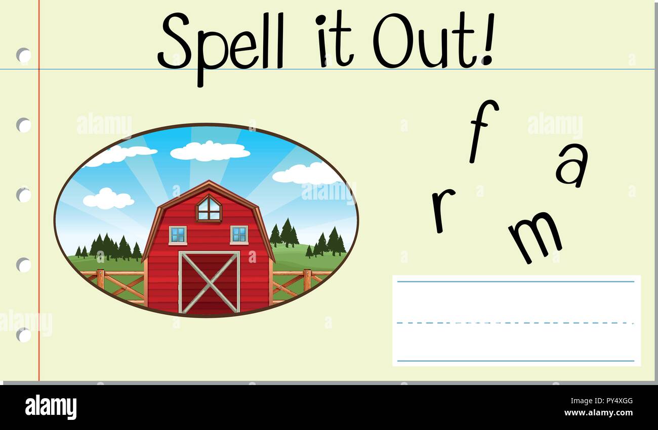Spell English word farm illustration Stock Vector Image & Art - Alamy
