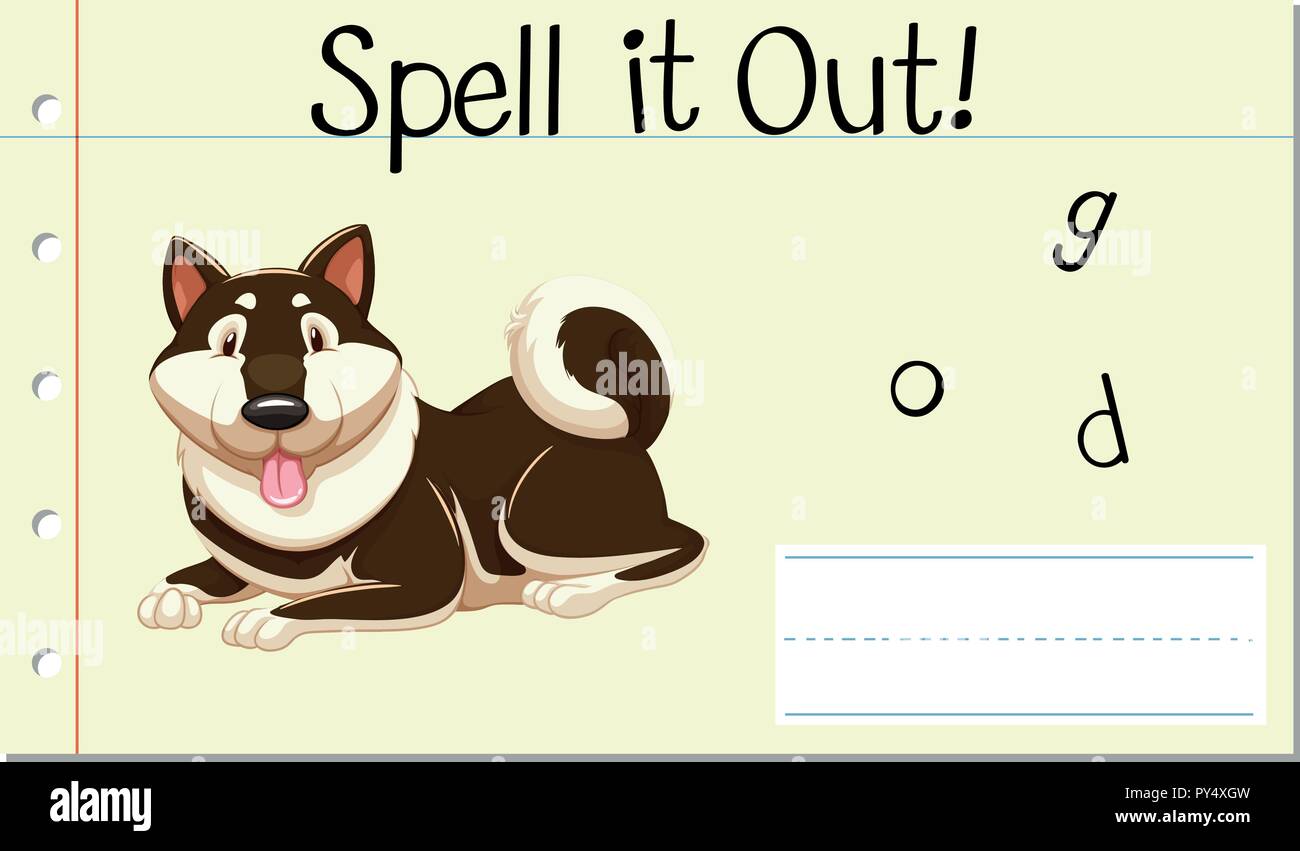 Spell English word dog illustration Stock Vector Image & Art - Alamy