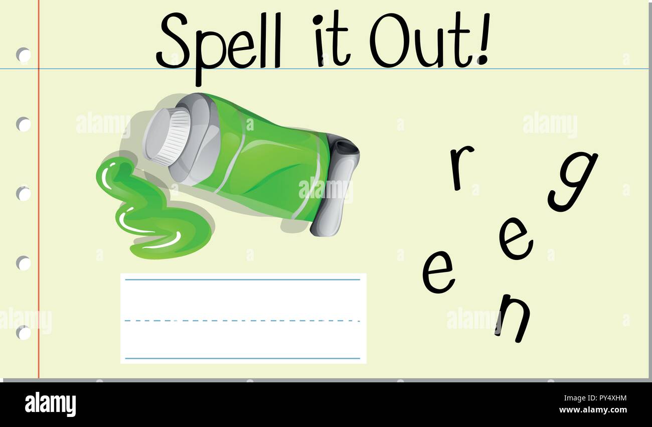 Spell English word green illustration Stock Vector Image & Art - Alamy