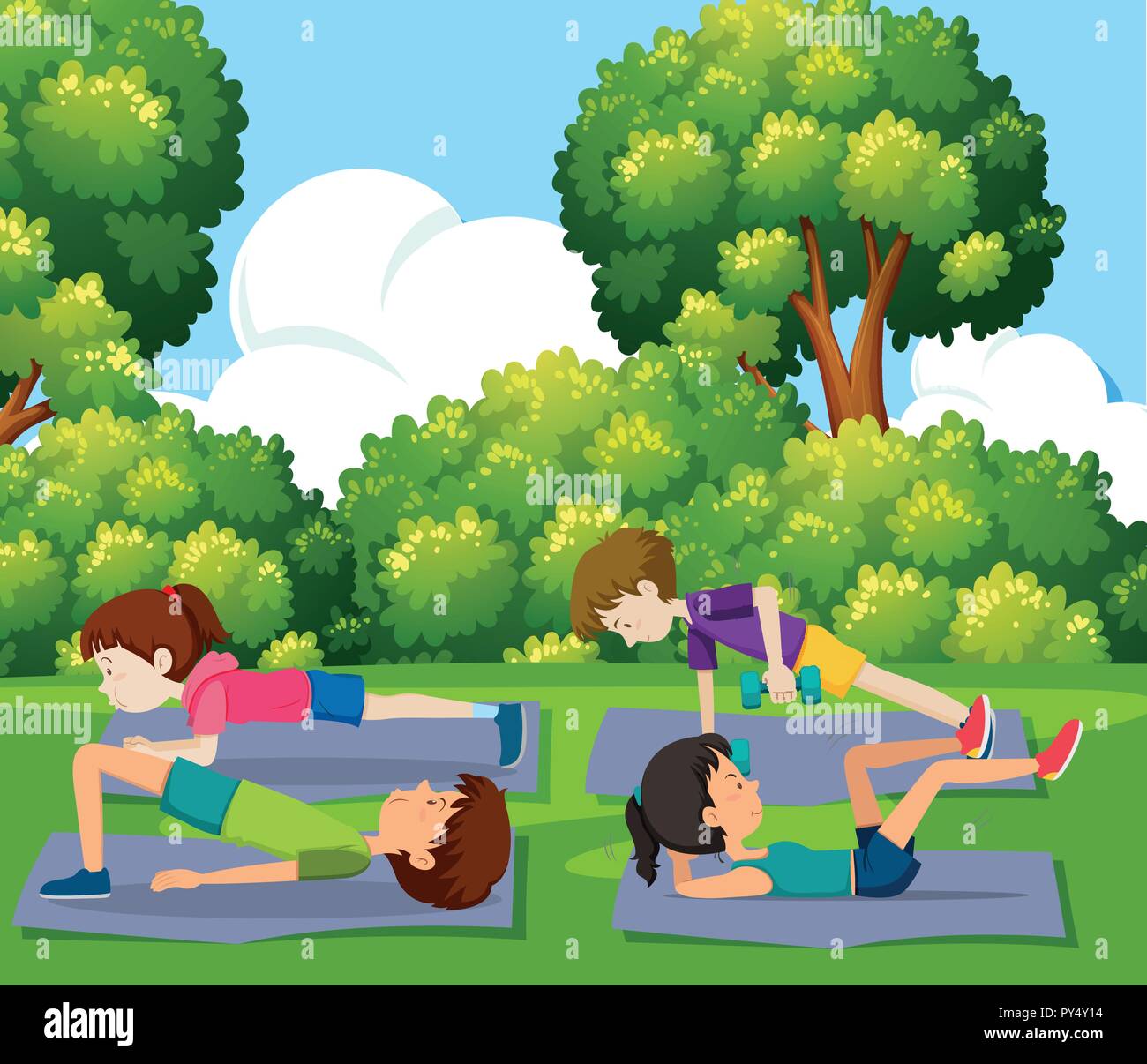 People exercise in the park illustration Stock Vector Image & Art - Alamy