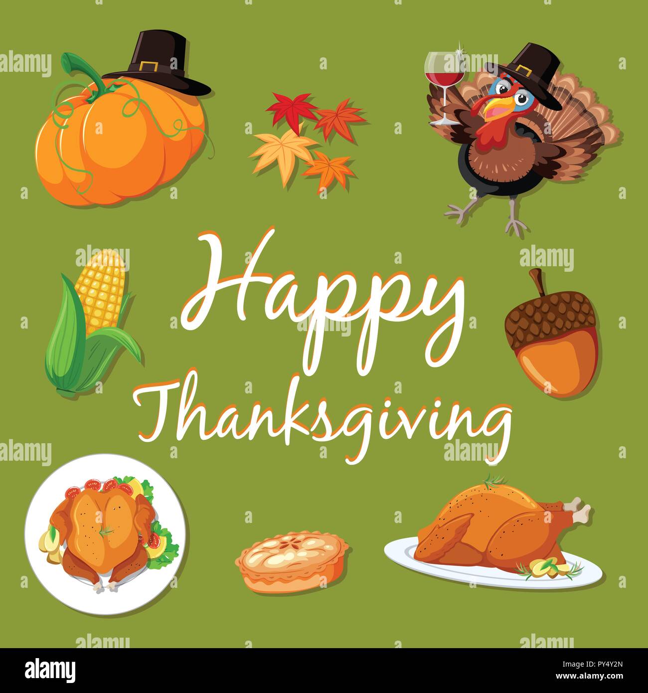 Happy thanksgiving element template illustration Stock Vector Image ...