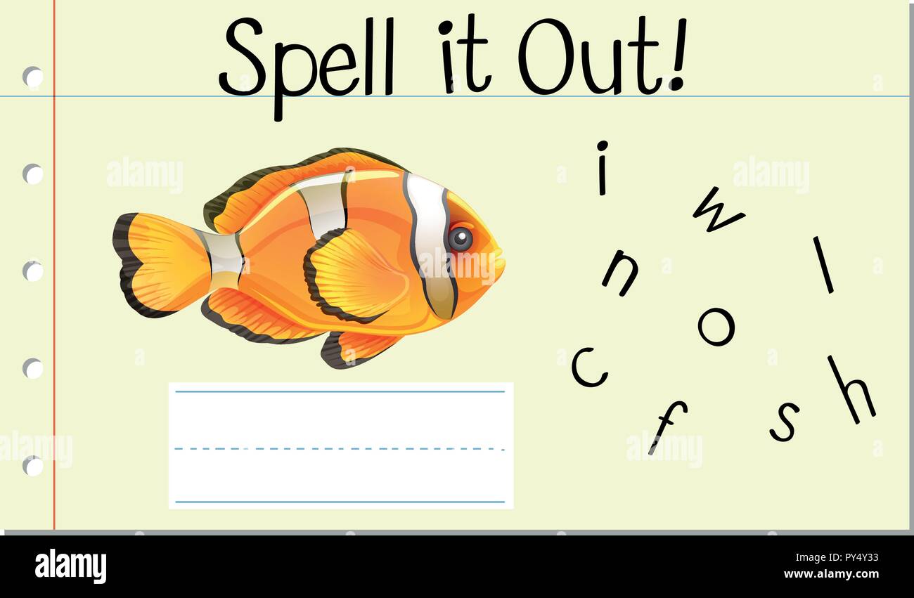 Spell English word crown fish illustration Stock Vector Image & Art - Alamy