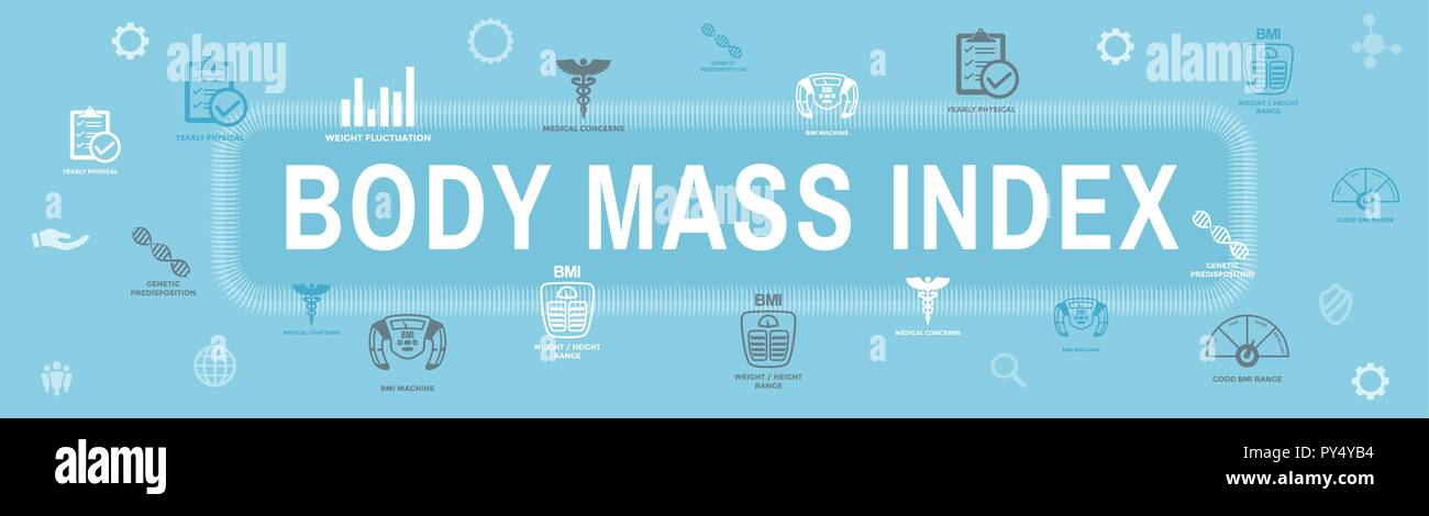 BMI or Body Mass Index Icons w scale, indicator, and calculator Stock ...