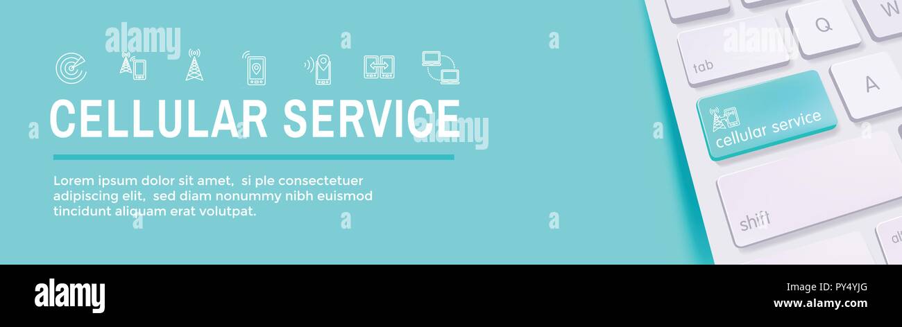 Mobile Cellular Service Web Header Banner with Cellphone Towers ...
