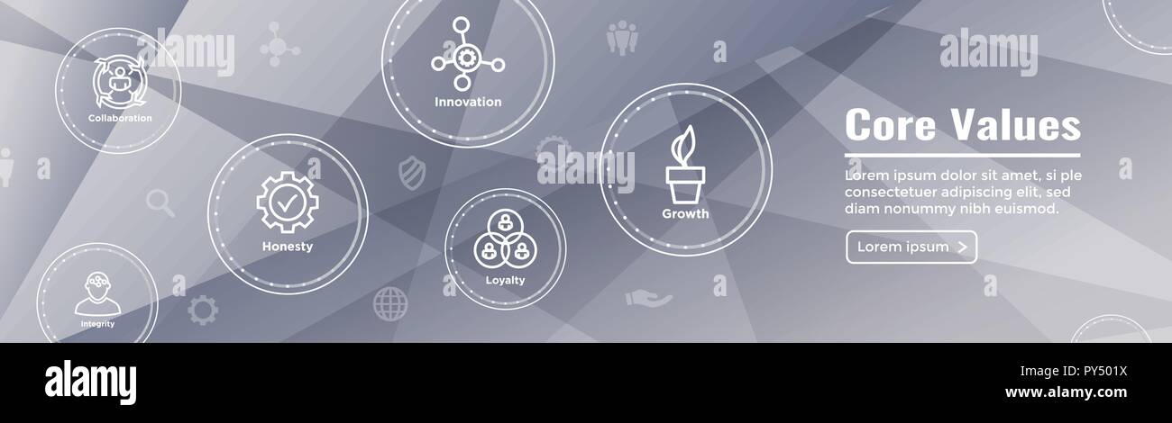 Core Values Web Header Banner image - Integrity, Mission, etc Icon Set Stock Vector Image & Art ...