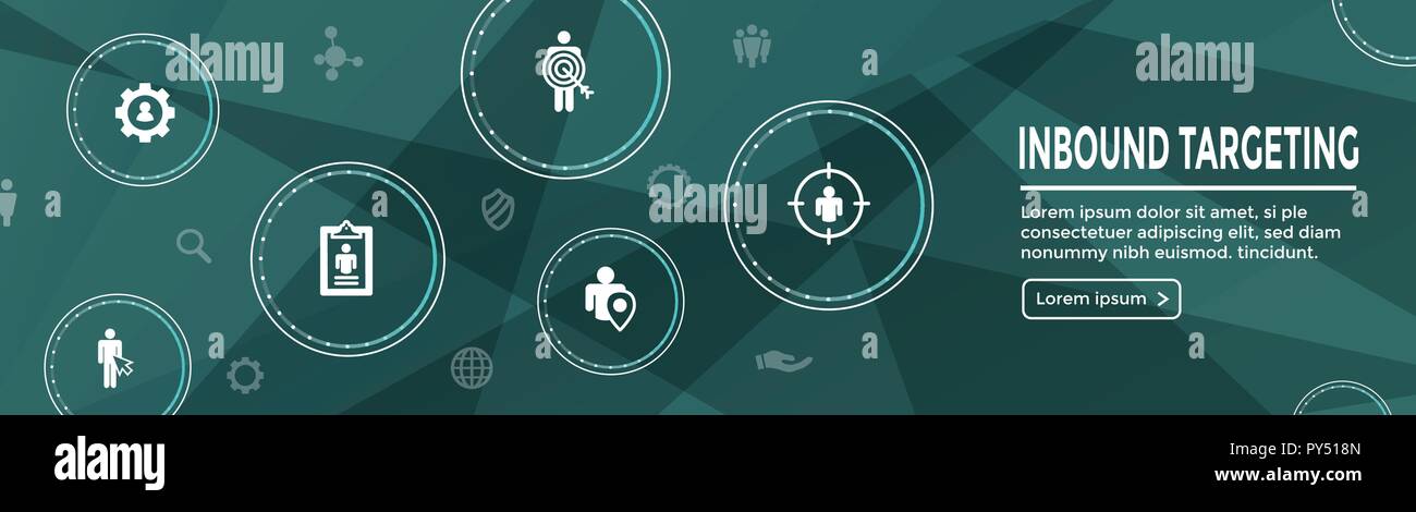 Digital Inbound Marketing & Targeting Web Banner with Vector Icon Set ...