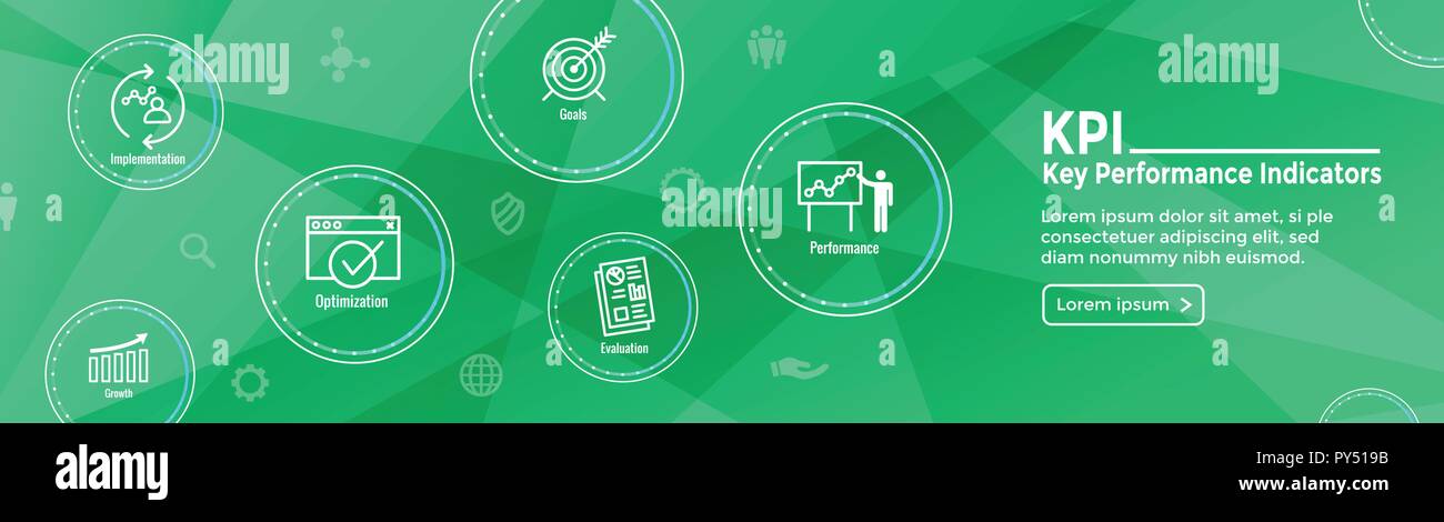 KPI w Key Performance Indicators Web Header Banner and Icon set Stock ...