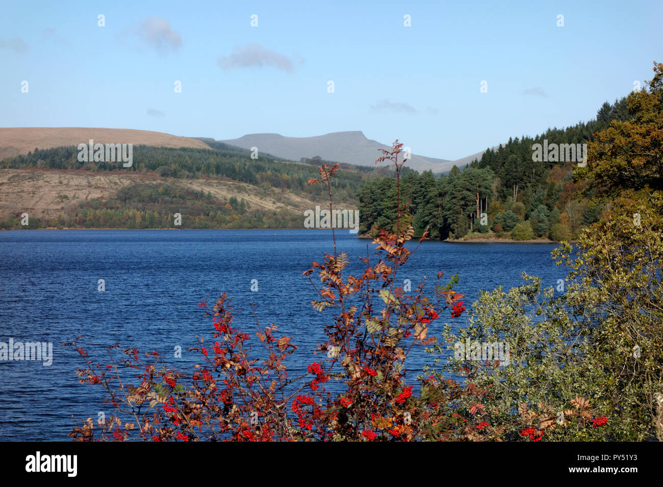 Pontsticill Reservoir, and the Brecon Beacons, Brecon Beacons National ...