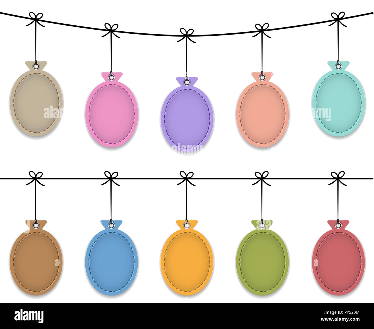 Balloon leather labels hanging like Christmas baubles. Price tags ...