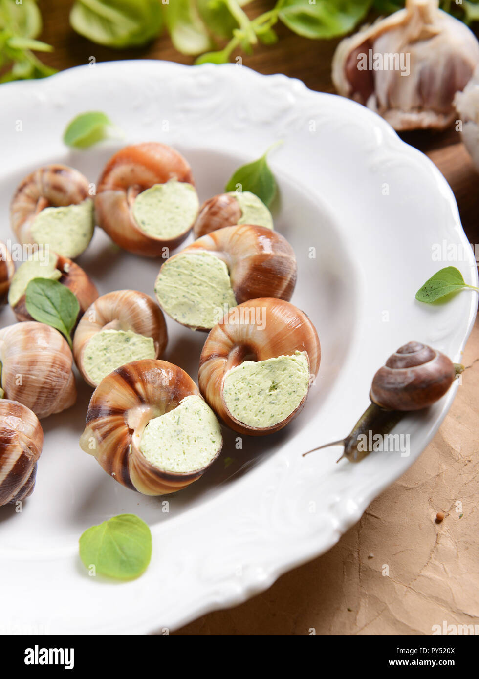 snails with garlic butter Stock Photo - Alamy