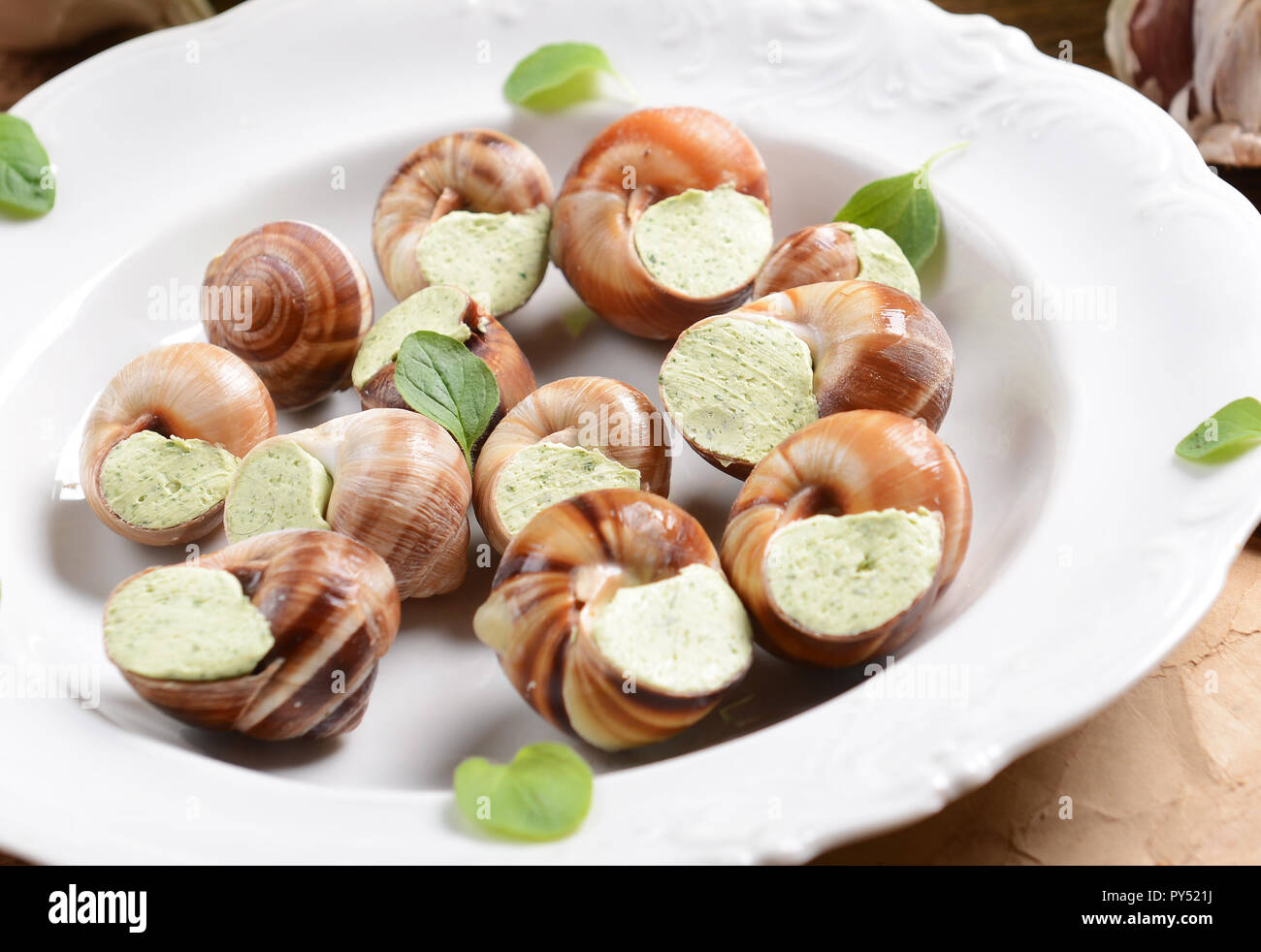 snails with garlic butter Stock Photo - Alamy