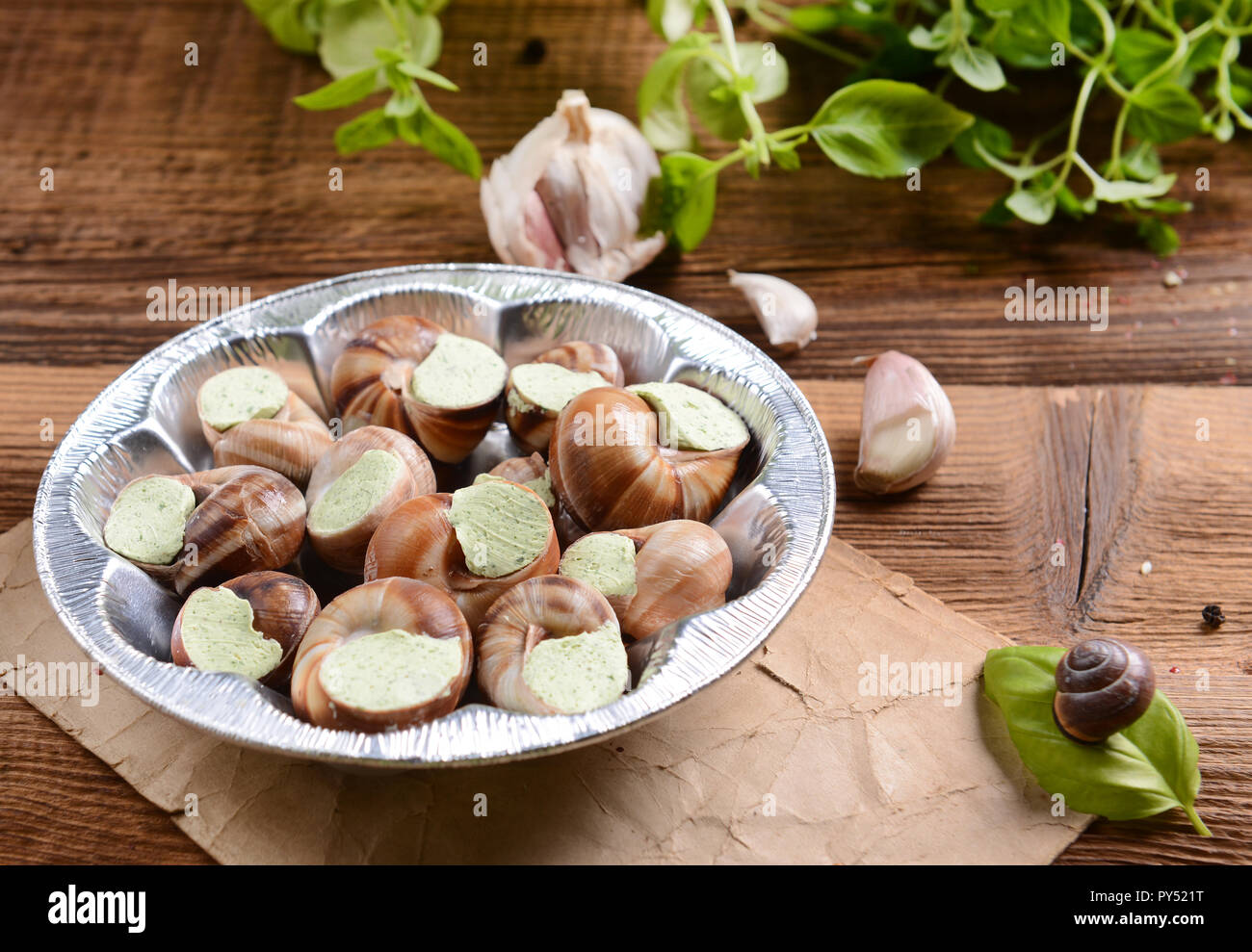 snails with garlic butter Stock Photo - Alamy