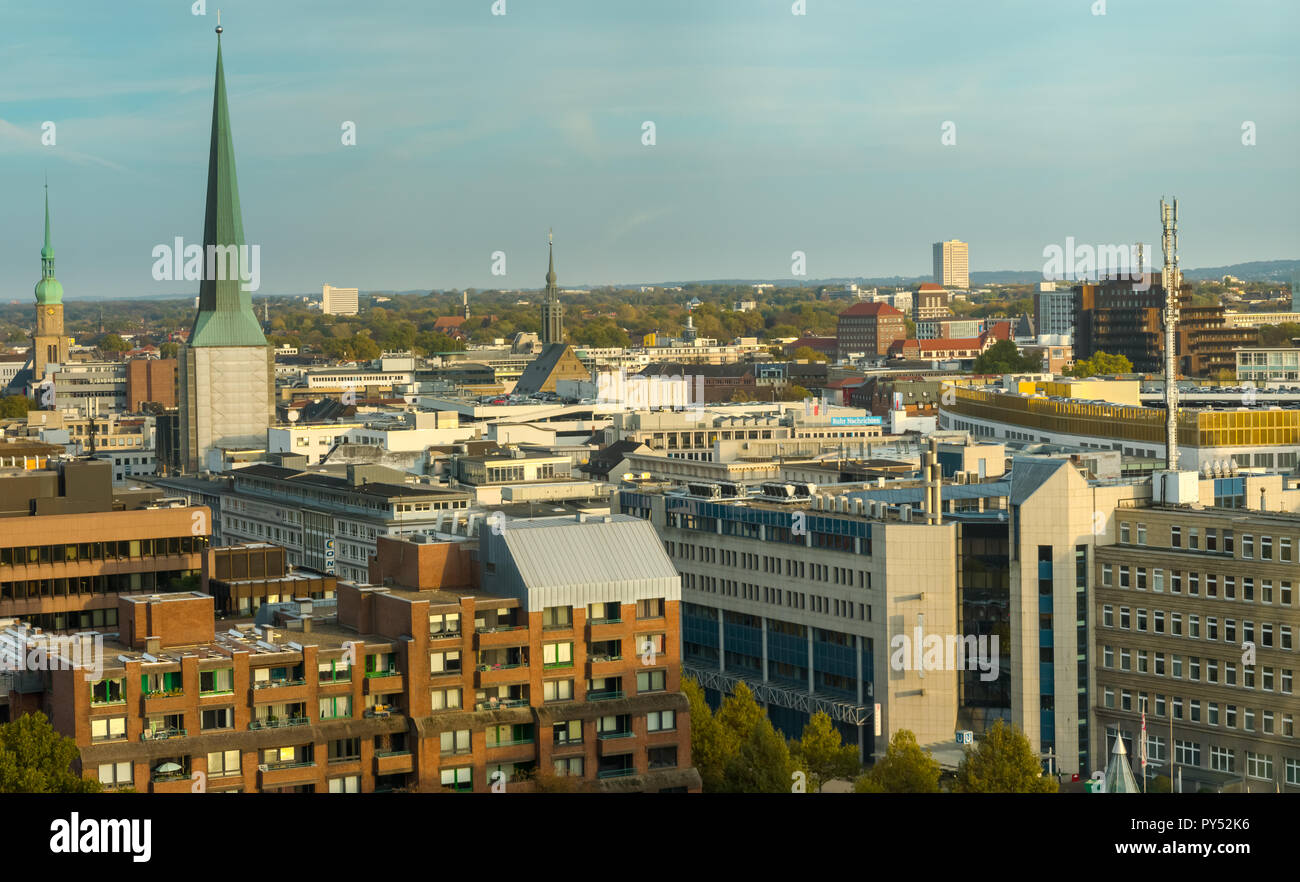 Dortmund, Germany, October 20., 2018: Panoroma of th center of Dortmund ...