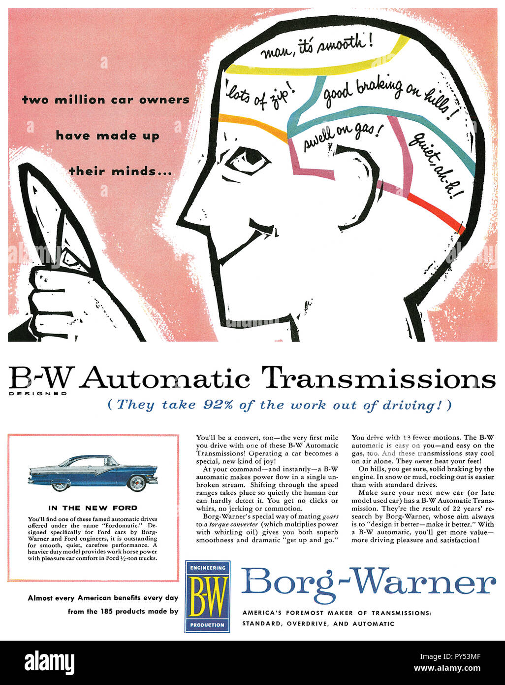 1956 U.S. advertisement for Borg-Warner automatic transmissions Stock ...