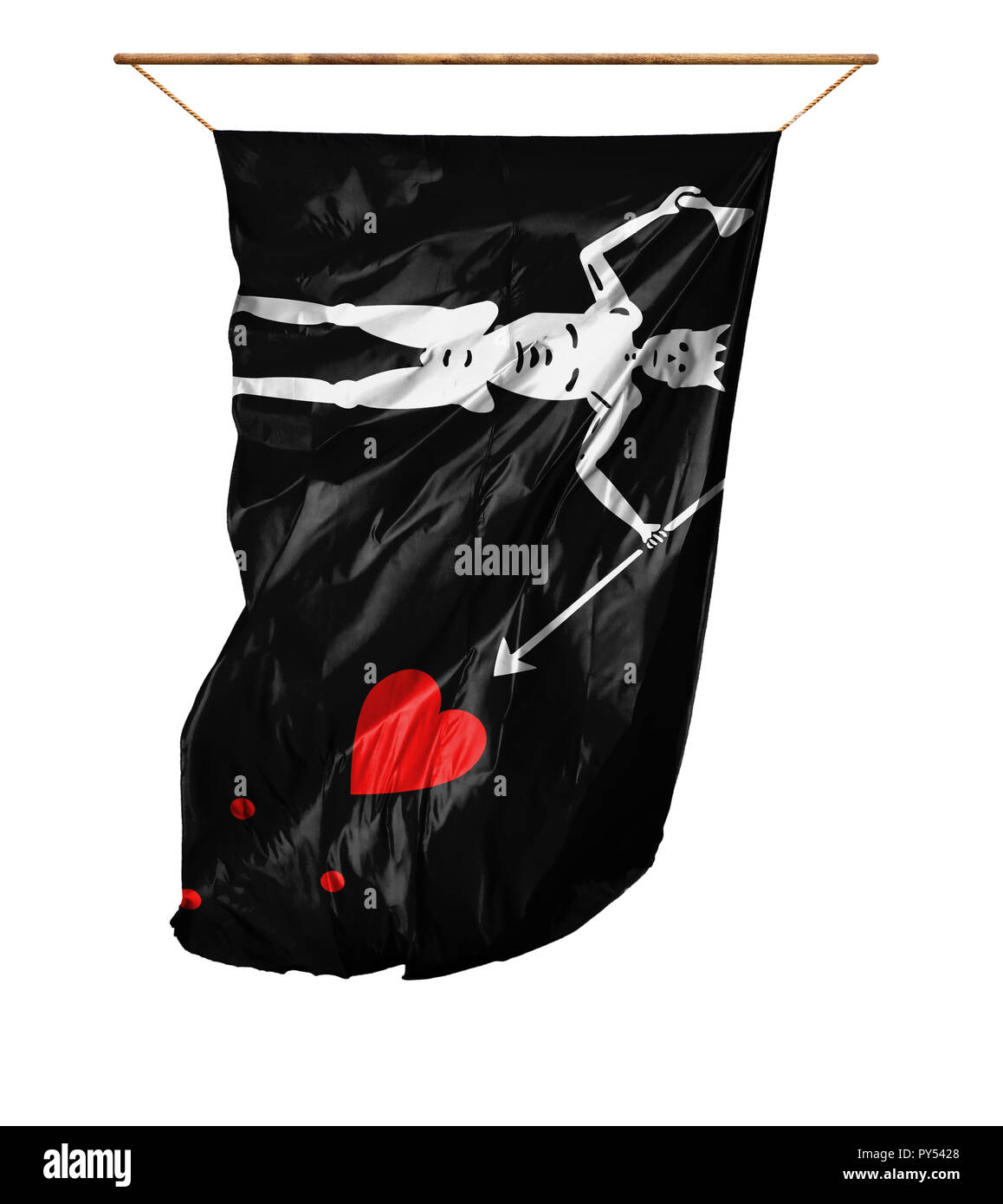 Flag of Blackbeard Pirate. Vertical flag.Isolated on a white background ...