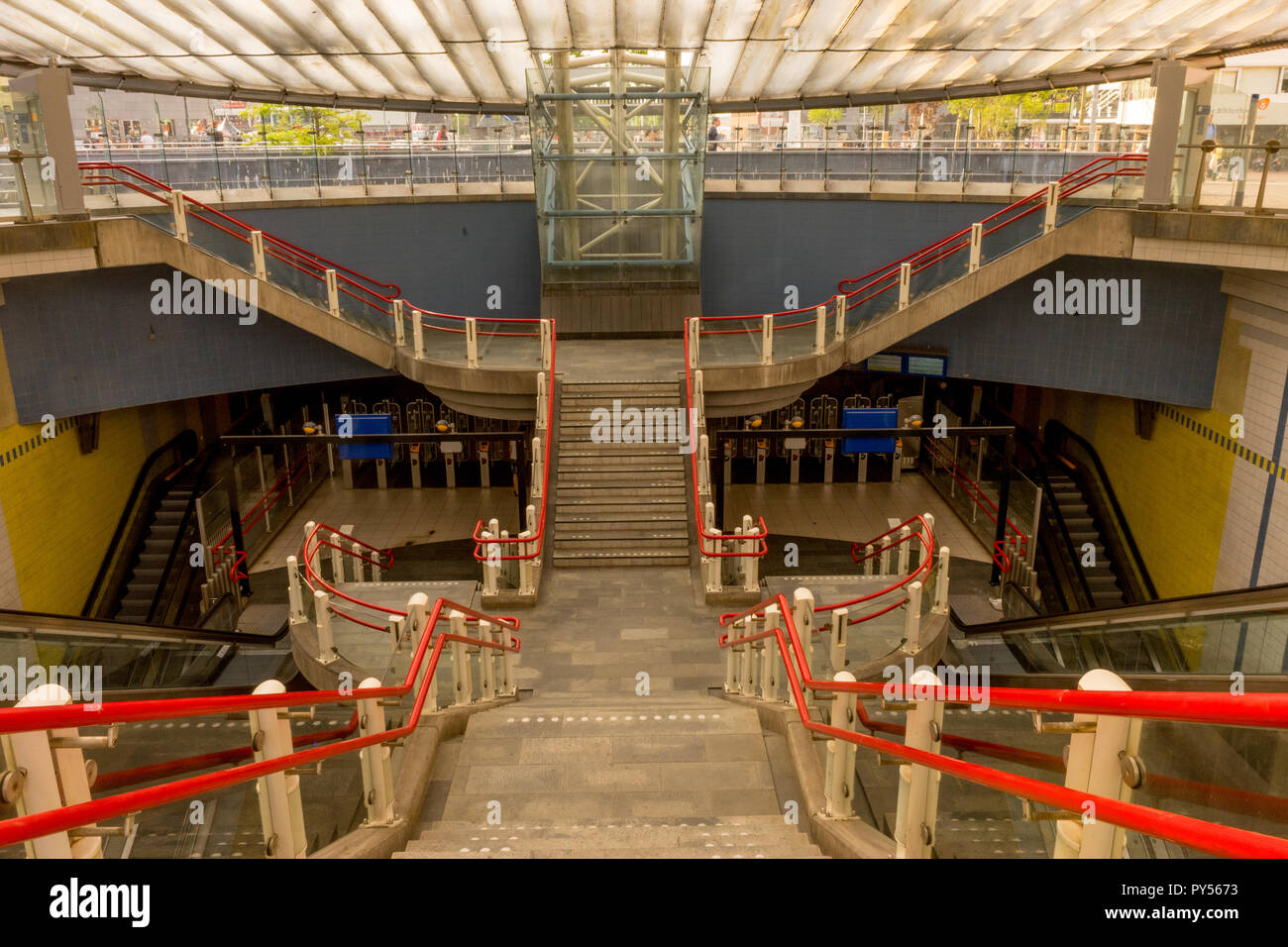 Netherlands, Rotterdam, stairs at the Blaak railway staion Stock Photo ...