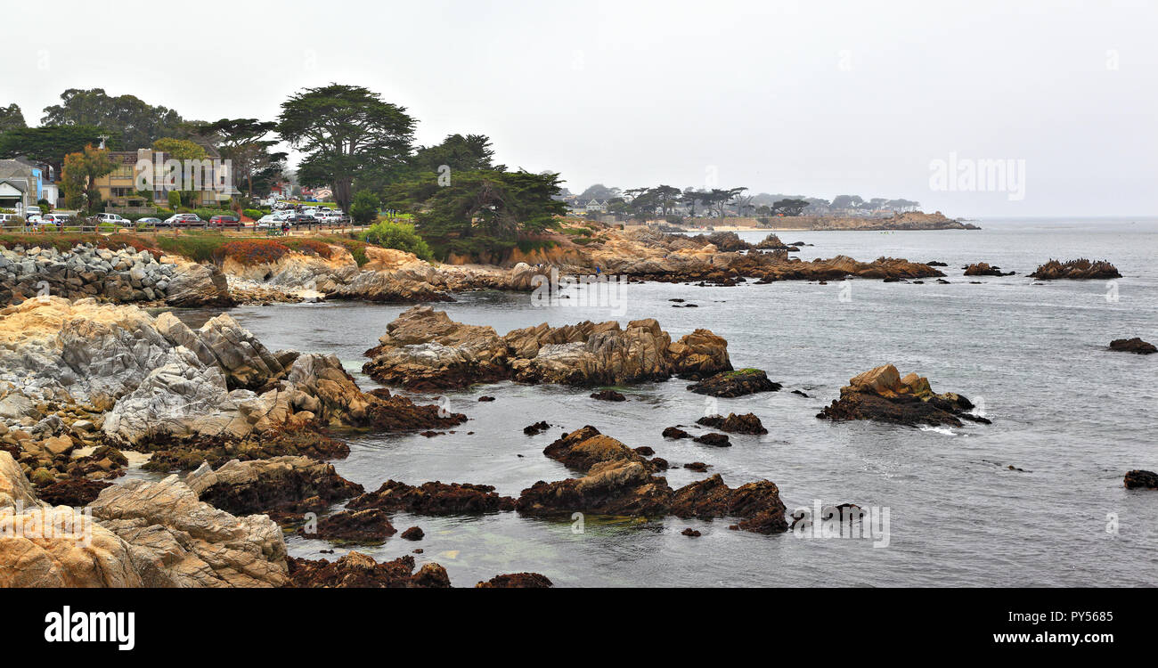 Monterey Bay looking towards the town of Pacific Grove, California ...
