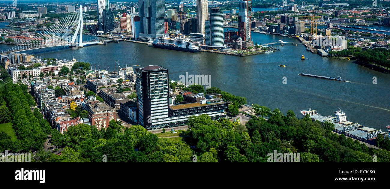 Netherlands, Rotterdam, the cityscape and skyline of Rotterdam with ...