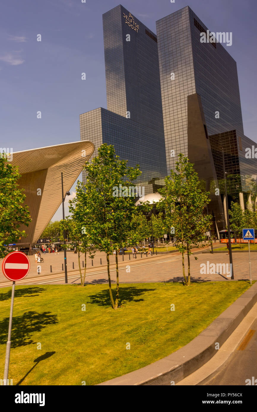 Rotterdam, Netherlands - 27 May: A facade of the Delftse Poort building ...
