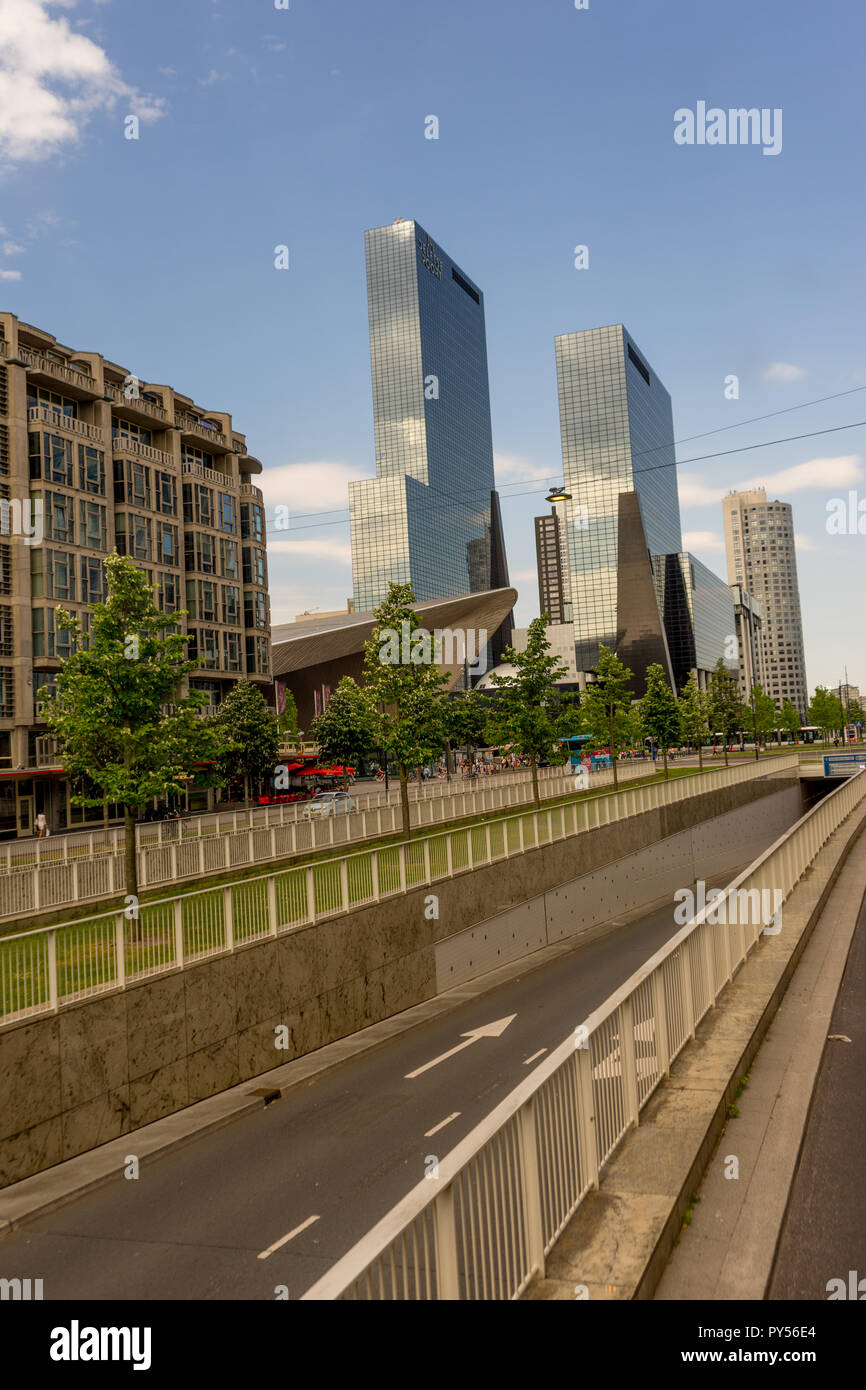 Rotterdam, Netherlands - 27 May: A facade of the Delftse Poort building ...