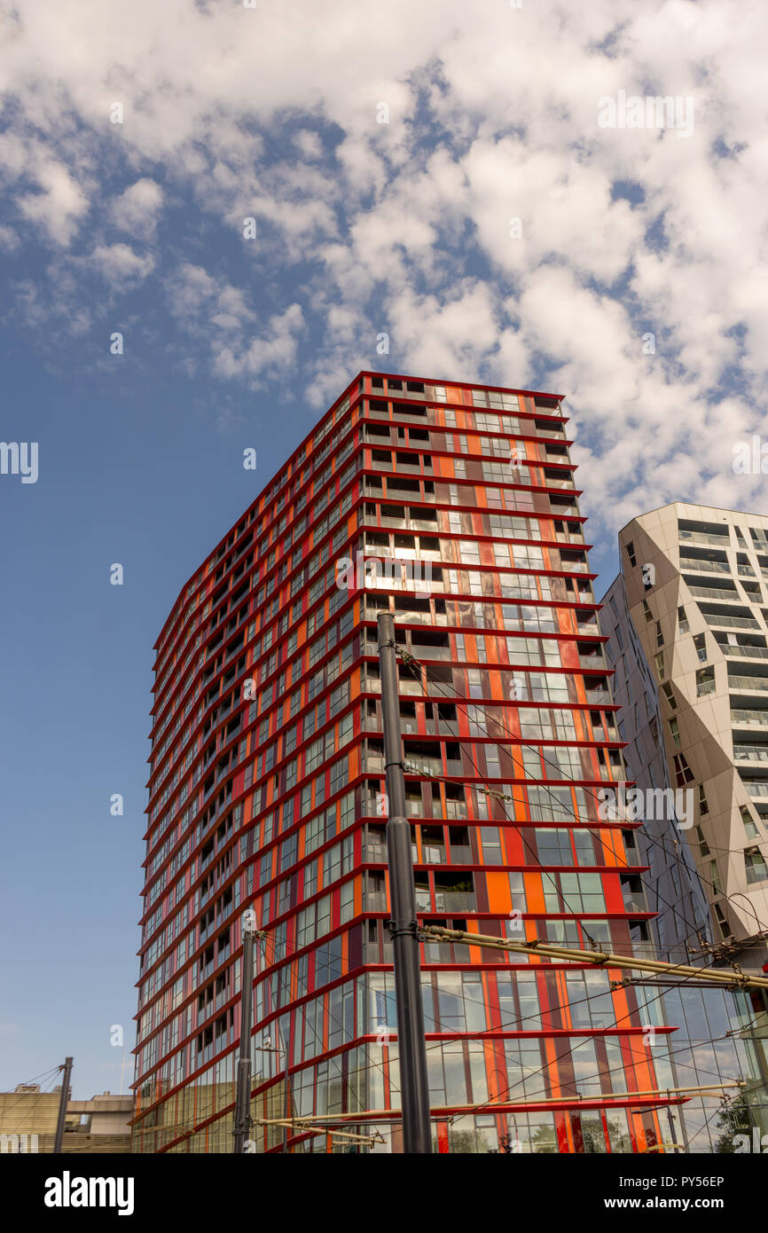 Rotterdam, Netherlands - 27 May: Tall glass building at Rotterdam on 27 ...