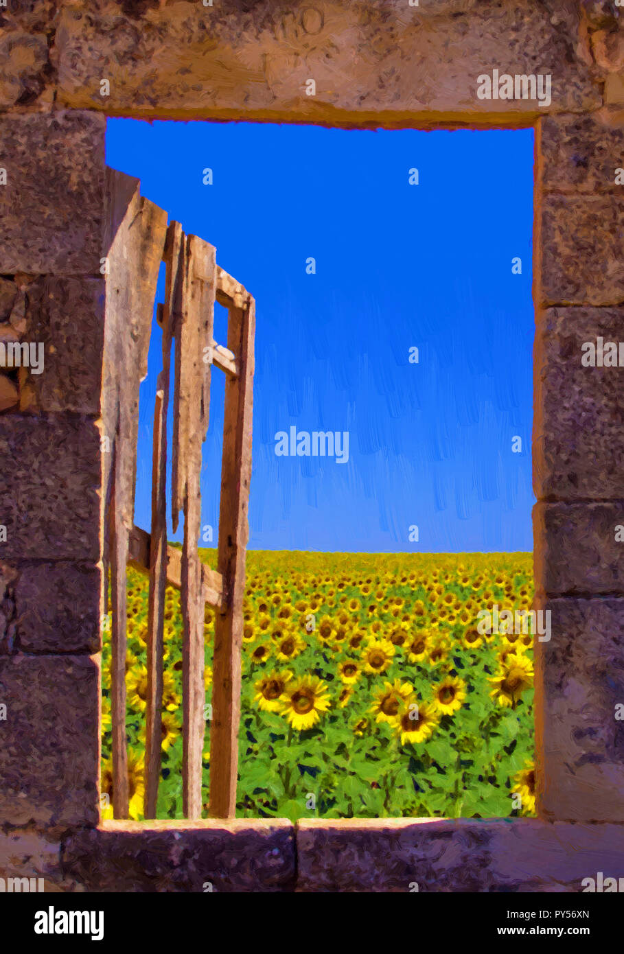 Nature landscape with a view through a window Stock Photo - Alamy