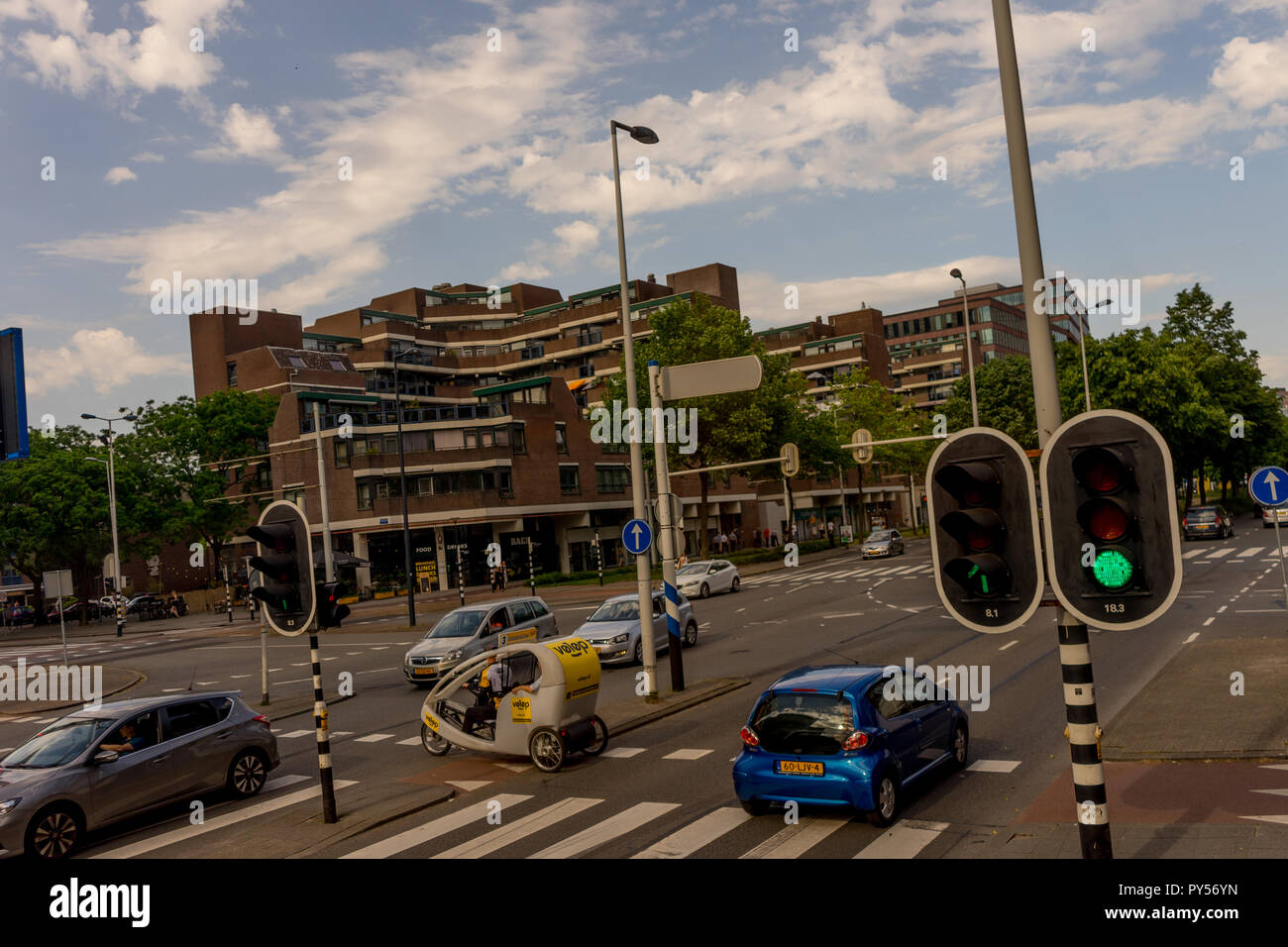 Rotterdam, Netherlands - 27 May: Traffic signal junction at Rotterdam ...