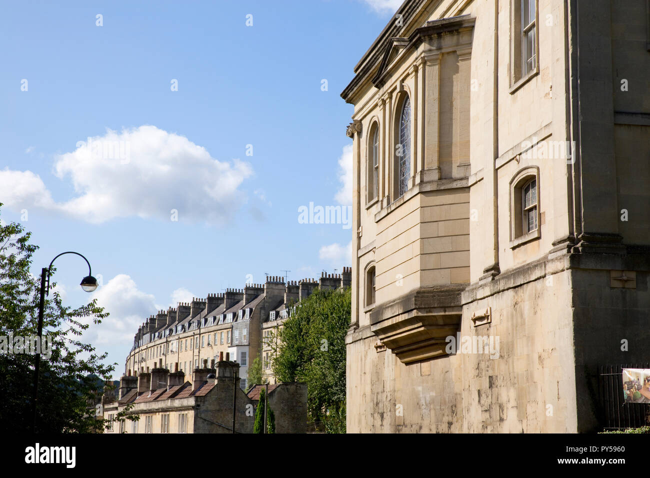 The rear of St Swithin's Church (right) and The Paragon (background ...
