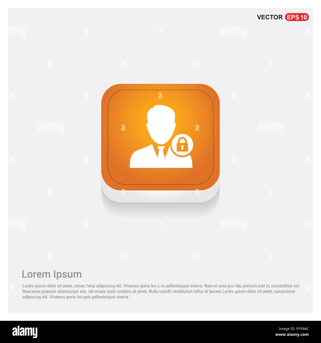 Secure User Icon Orange Abstract Web Button - Free vector icon Stock ...