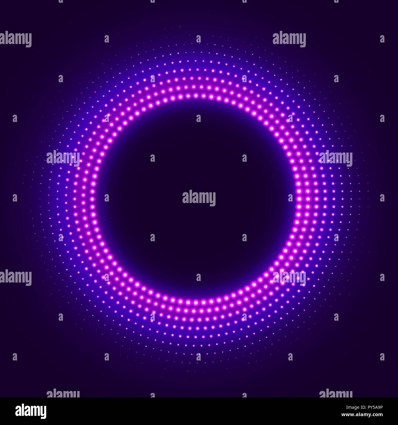 Abstract disco background with neon glowing circle halftone Stock ...