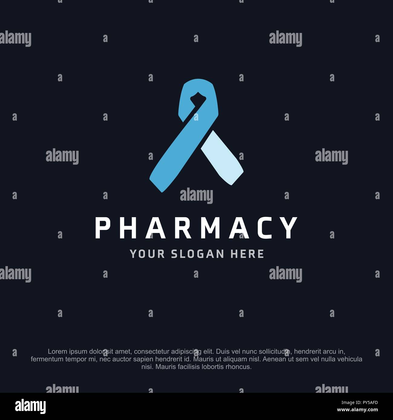 Pharmacy logo design with typography and dark background vector Stock ...