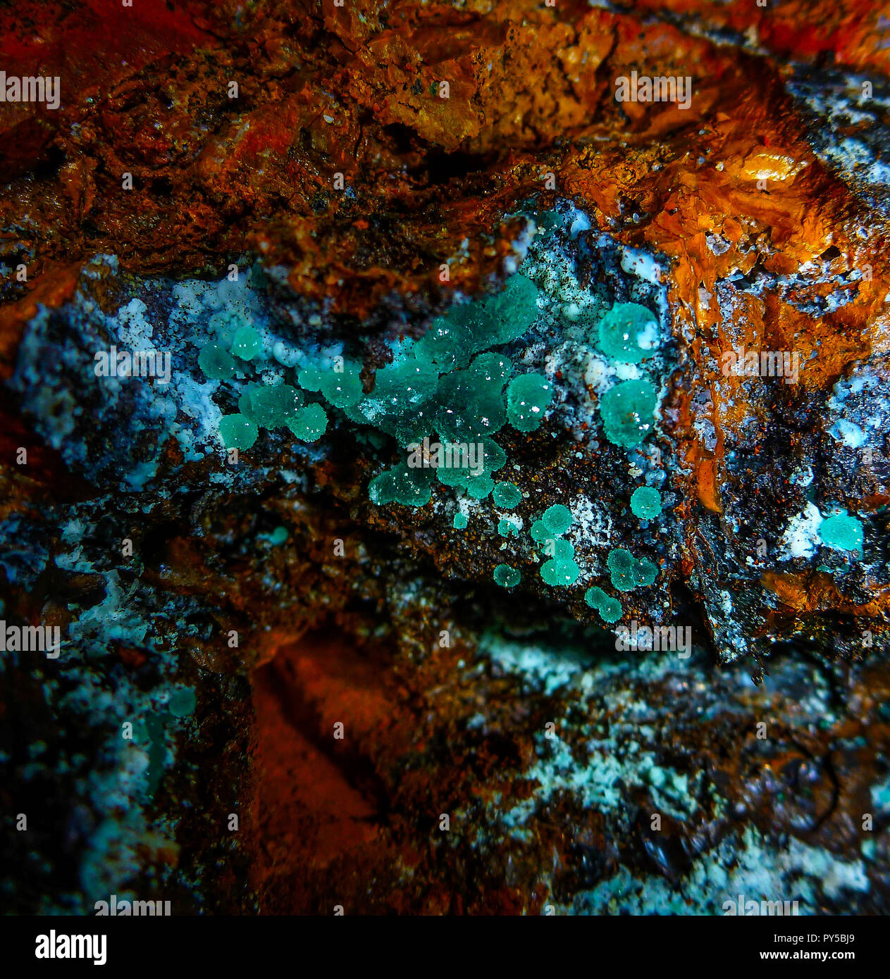 Adamite crystals in situ Stock Photo - Alamy