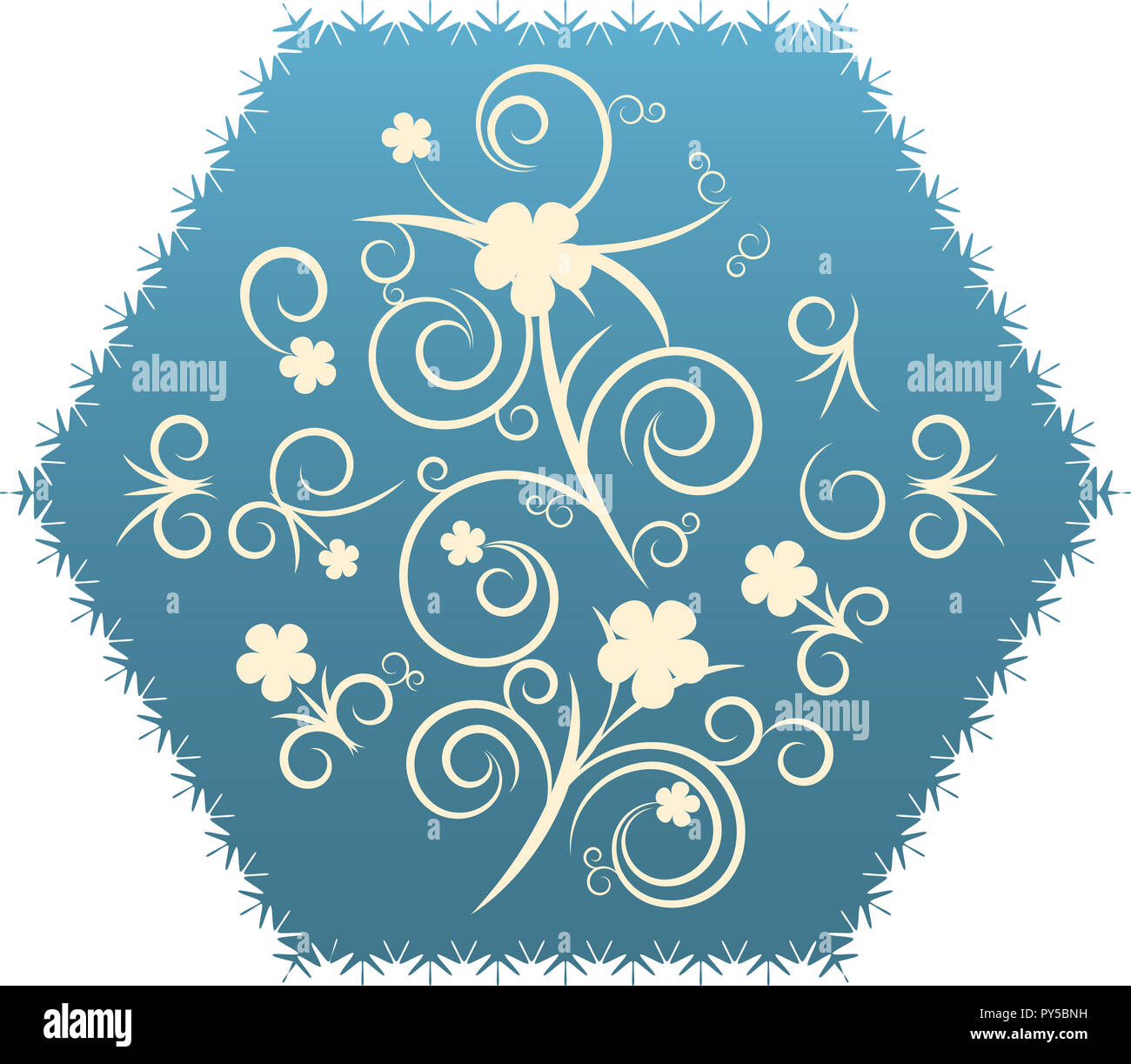 Abstract flowers on decorative polygon, vector illustration Stock Photo ...