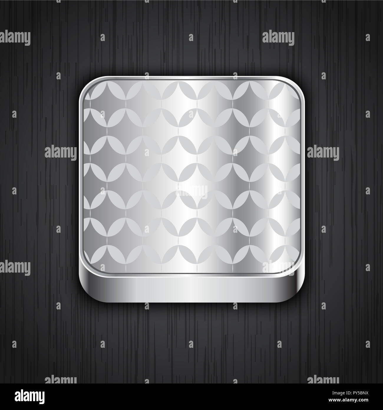 Metallic textured apps icon template on black brushed metallic ...