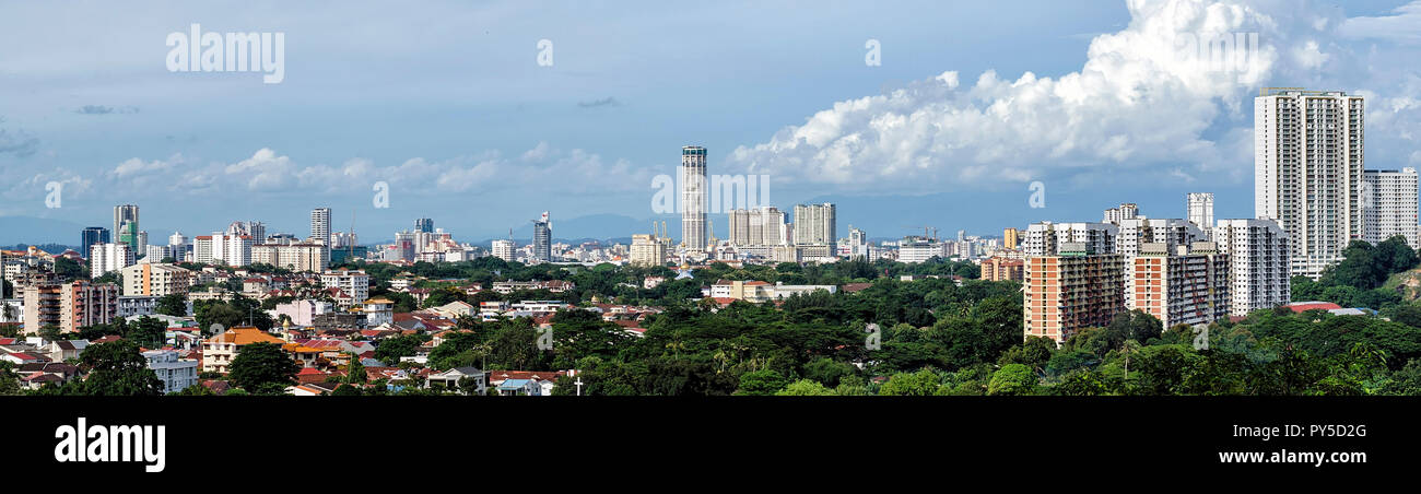 Aerial panaroma view of George Town of Penang, Malaysia. - View from ...