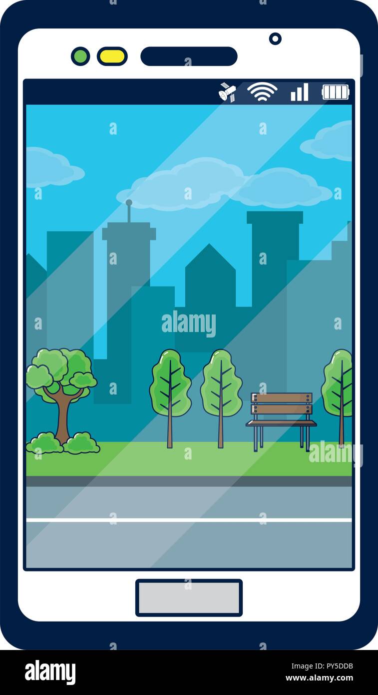 Smartphone with park background on screen Stock Vector Image & Art - Alamy