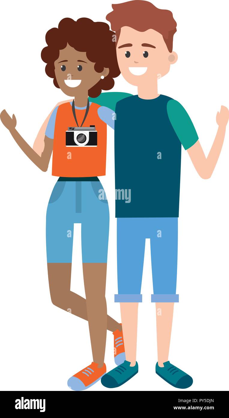Young couple selfie Stock Vector Images - Alamy
