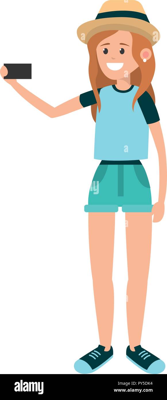 Hand young woman using mobile Stock Vector Images - Alamy