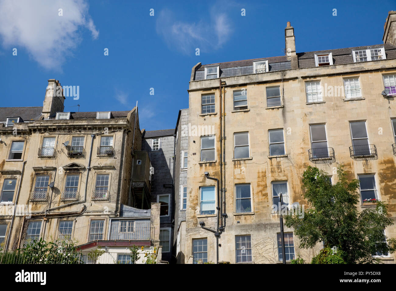 The back of houses in The Paragon looking from Walcot Street, Bath ...