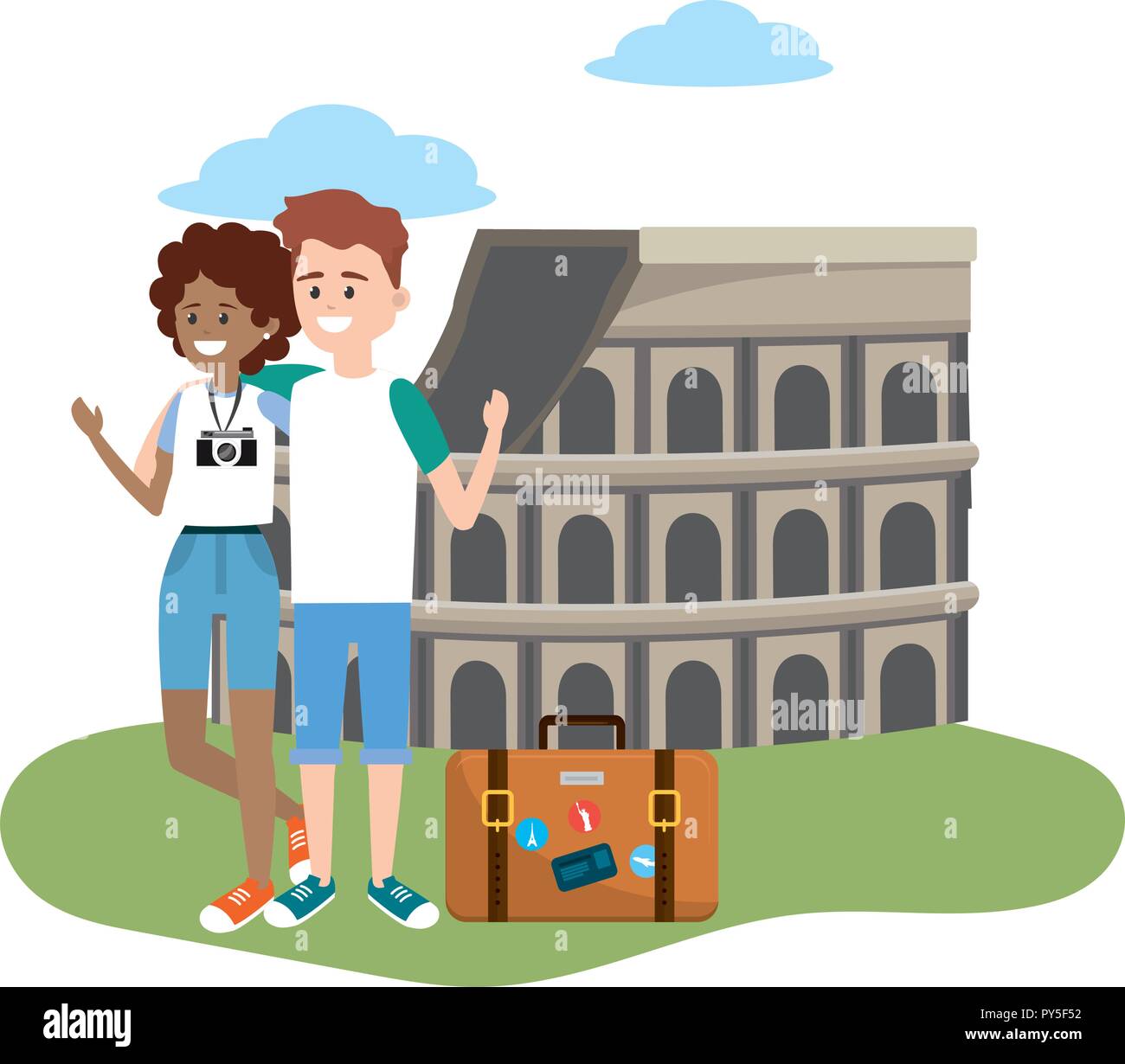 Tourist couple cartoons Stock Vector Image & Art - Alamy