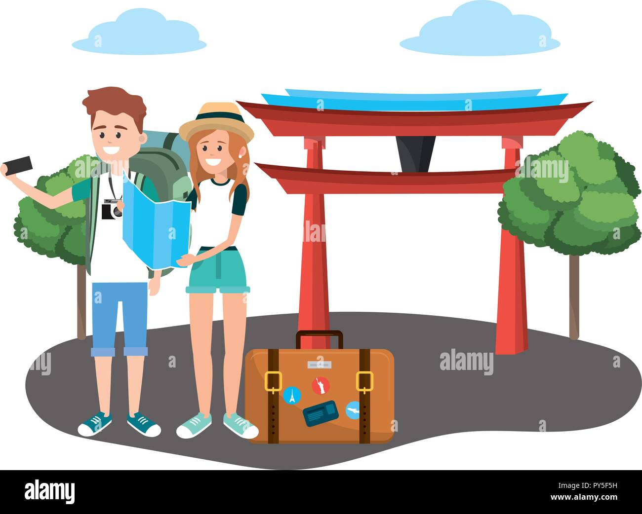 Tourist couple cartoons Stock Vector Image & Art - Alamy