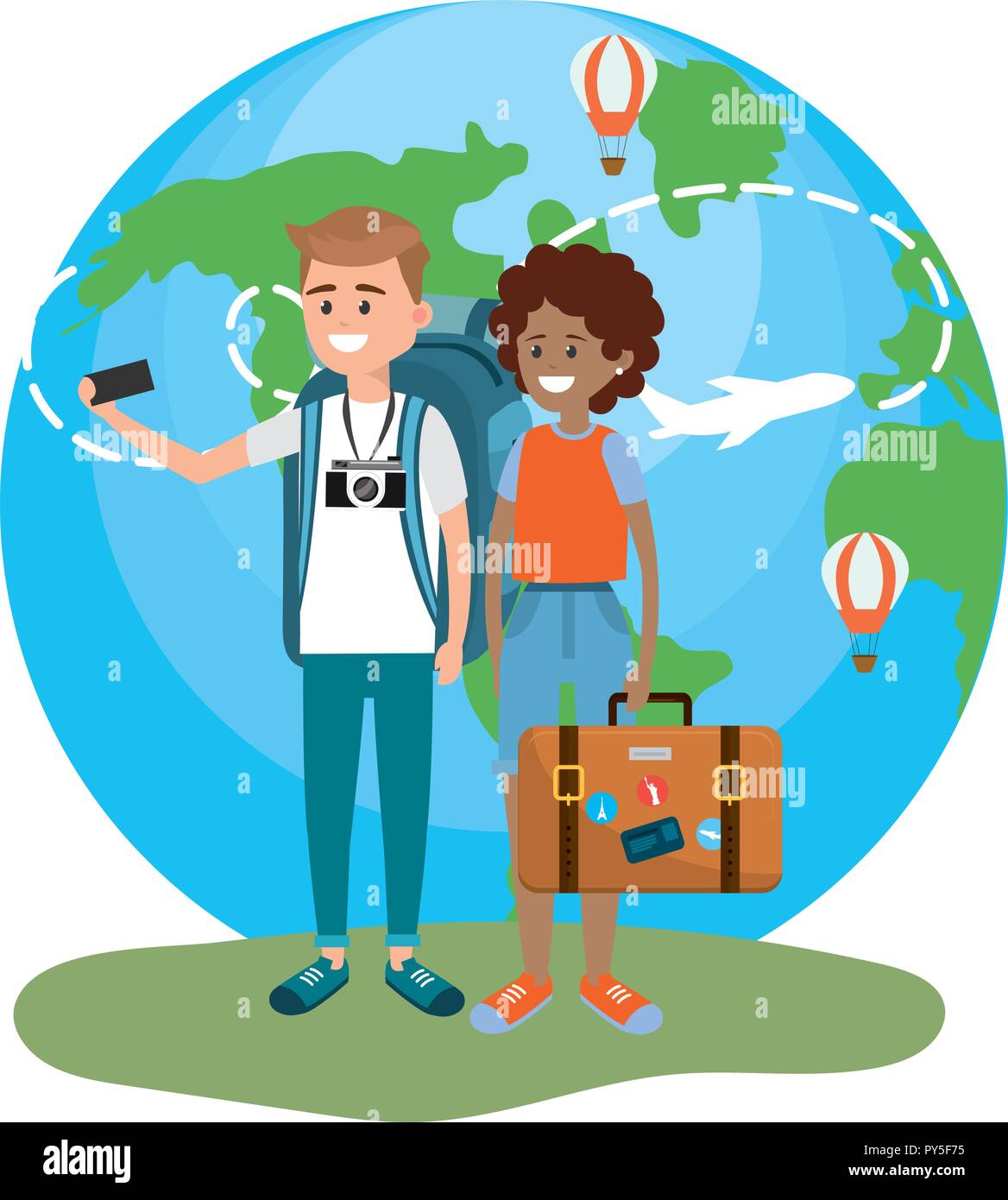 Tourist couple cartoons Stock Vector Image & Art - Alamy