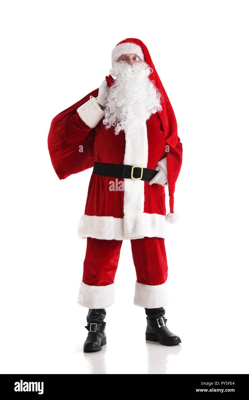 Santa Claus in red costume isolated on white background Stock Photo - Alamy