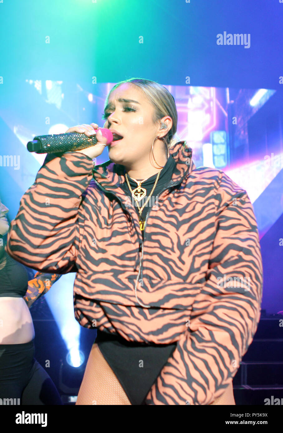 MIAMI, FL - OCTOBER 24: Karol G performs at the Karol G and Reykon ...