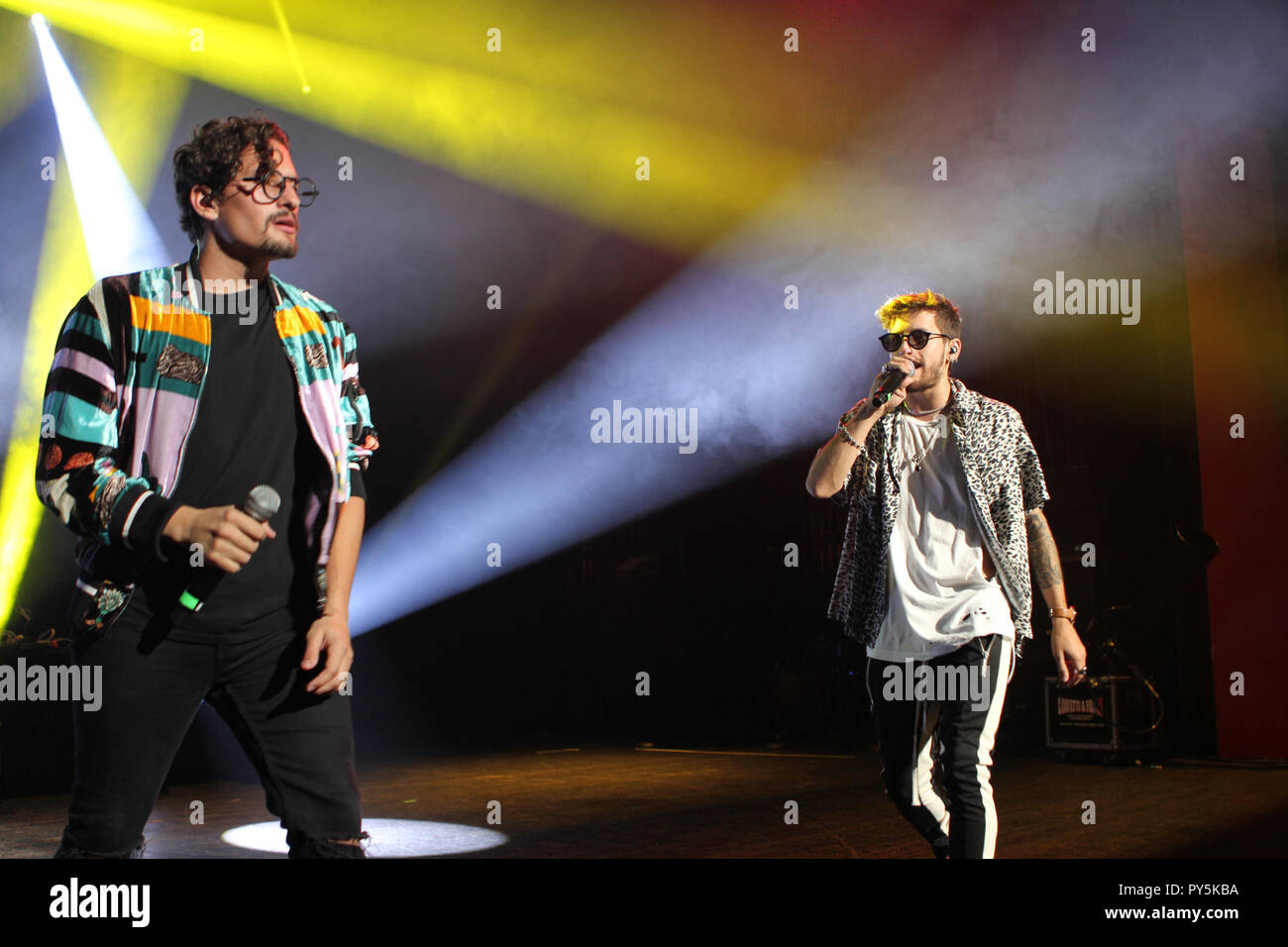 MIAMI, FL - OCTOBER 24: Mau y Ricky performs at the Karol G and Reykon ...
